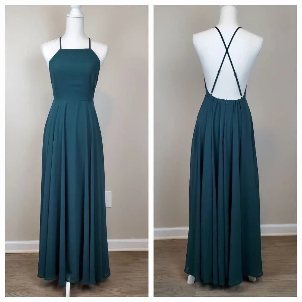 Lulus | Dresses | Lulus Forest Green Maxi Halter Dress | Poshmark